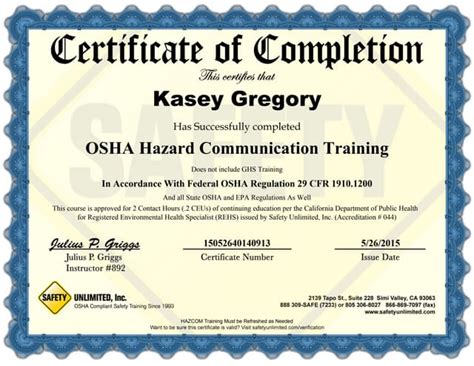 Kaseys Hazcom Certificate Pdf