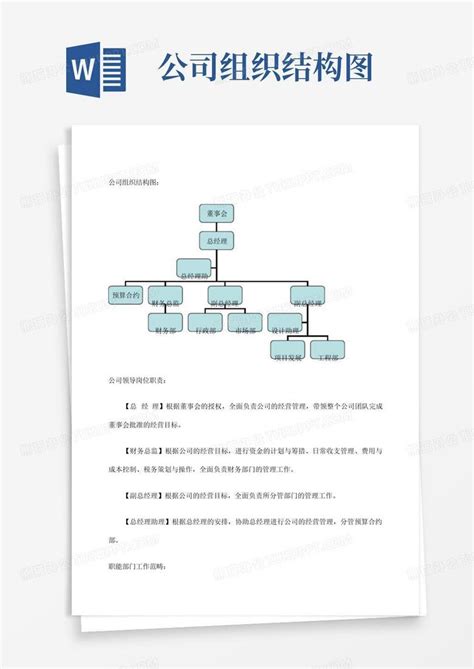 公司组织结构图word模板下载 编号ljxmvkxn 熊猫办公