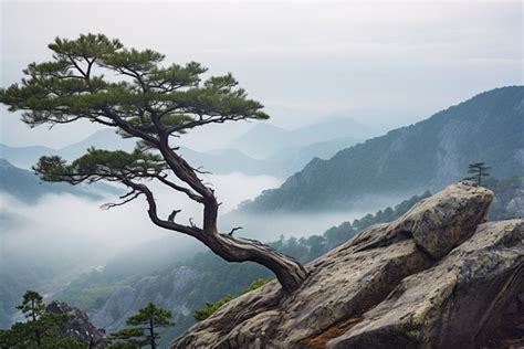 뒤에 산이 있는 바위 위에 외로운 소나무 고해상 나무 논산시 배경 일러스트 및 사진 무료 다운로드 Pngtree