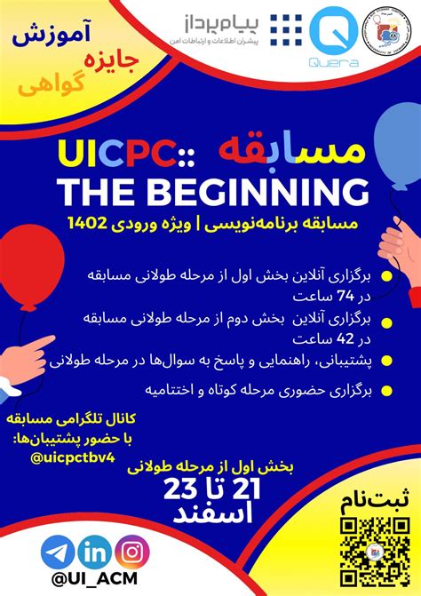 ui acm on linkedin 🎈شروع بخش اول از مرحله طولانی چهارمین رویداد uicpc