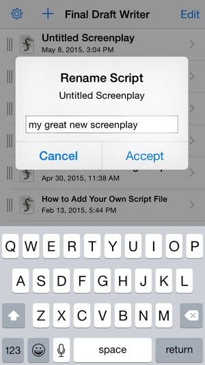 Getting Started With The Final Draft Mobile App For The Iphone Final Draft