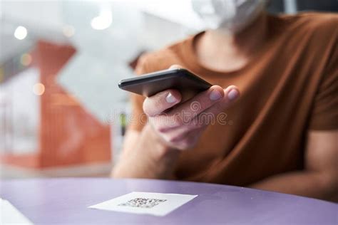 Man Scanning Qr Code Stock Photo Image Of Hygiene Cleaning