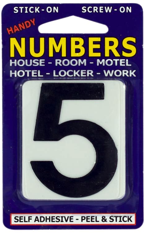 whb5 white base black print number 5 handy hardware
