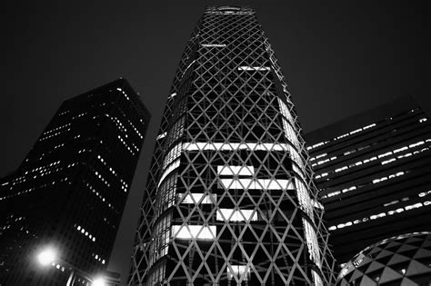 배경 화면 일본 검은 단색화 도시 풍경 밤 건축물 반사 대칭 지평선 마천루 펜 중심지 도쿄 올림포스 산 Jp 빛 모양 어둠 경계표