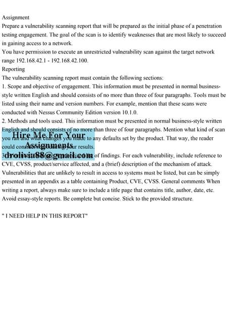 assignmentprepare a vulnerability scanning report that will be pre pdf