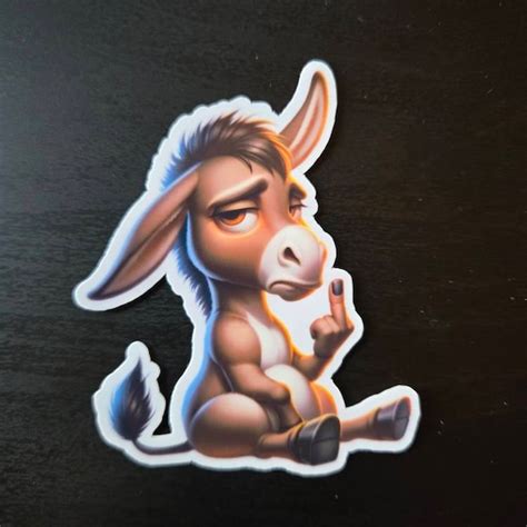 Grumpy Donkey Middle Finger Sticker Funny Vinyl Decal Sticker Or