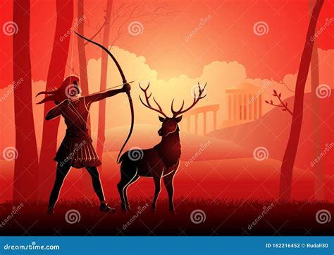 Greek Gods And Goddess Artemis Vector Illustration