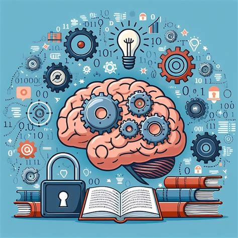 Premium Photo A Drawing Of A Brain With A Pad Of Keys And A Key Lock