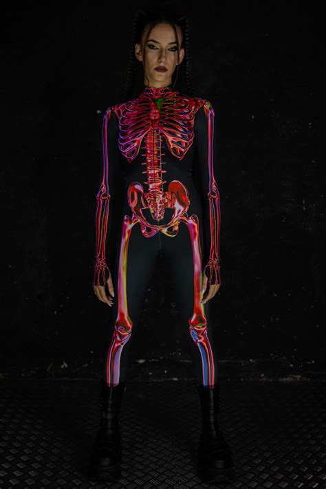 Red Ruby Skeleton Women Costume For Halloween Devil Walking