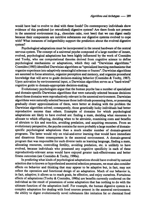 Solution Algorithms And Archetypes Evolutionary Psychology And Carl