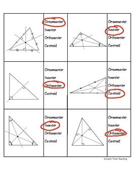 Triangle Centers Points Of Concurrency Geometry Practice Worksheet
