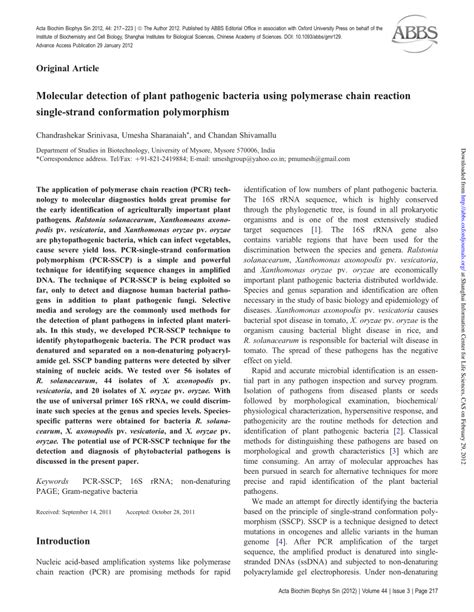 pdf molecular detection of plant pathogenic bacteria using polymerase