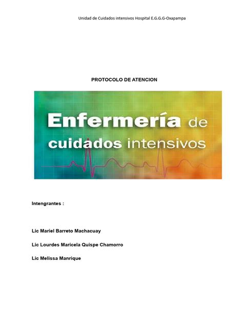 Protocolo de Enfermeria en UCI | PDF | Electrocardiografia | Reanimación cardiopulmonar