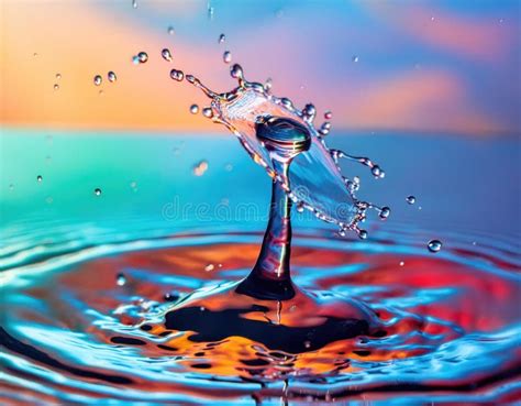 Close Up Shot Of Mesmerizing Colliding Droplets Creating A Beautiful