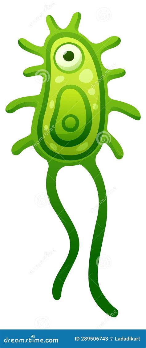 Cartoon Microbe Runaway From Disinfection Vector Illustration
