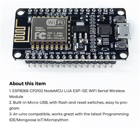 Lafvin Nodemcu Esp8266 Wifi Development Board Starter Kit For Iot