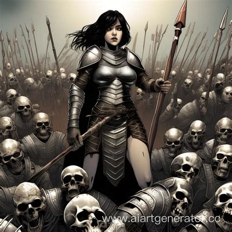 Majestic White Giantess In Chainmail Wielding Spear And Shield AI Art Generator