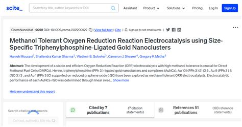 Methanol Tolerant Oxygen Reduction Reaction Electrocatalysis Using Size‐specific