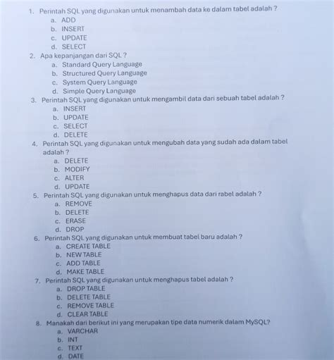 Telah Dijawabperintah Sql Yang Digunakan Untuk Menambah Data Ke Dalam