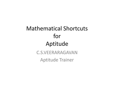 Mathematical Shortcuts Ppt