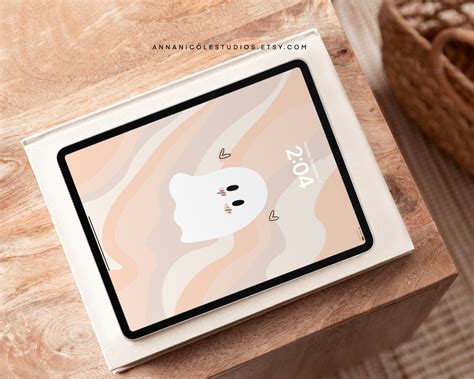 Warm Neutral Spooky Ghost Ipad Wallpaper Hippie Halloween Wallpaper Etsy