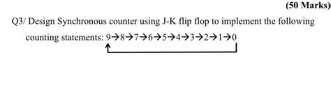 solved 50 marks q3 design synchronous counter using j k