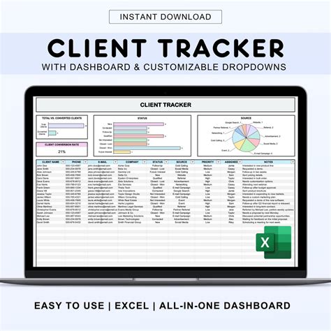 Simple Client Tracker Excel Sales Tracker Client Tracking Spreadsheet Sales Tracker For Small