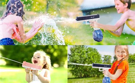 Amazon 水鉄砲 電動 連射 大人と子供用の電動ウォーターガン外部ウォーターボトル付き電気噴出ガン 電動水ピストル 水鉄砲合戦 水遊び