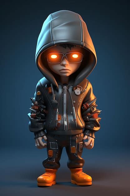Cartoon Hacker 3d Character Premium Ai Generated Image