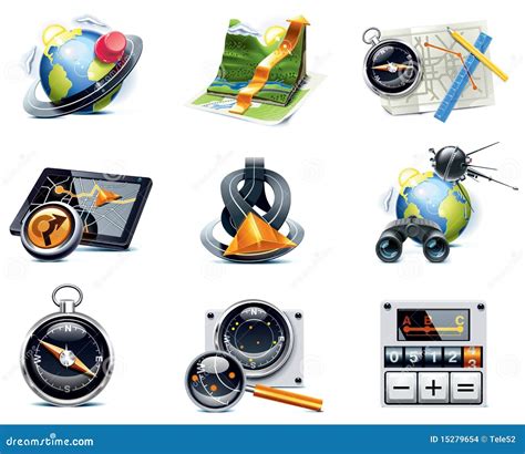 Vector Gps Navigation Icons Part 1 Stock Vector Illustration Of Journey Planet 15279654