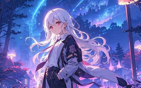 Download Wallpaper 1920x1200 Girl Hair Shorts Wind Anime Blue