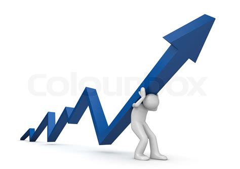 Man Supporting Blue Chart Arrow Stock Image Colourbox