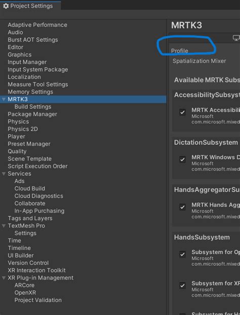 How To Access Mrtk Section In Project Setting Via Code Questions And Answers Unity Discussions