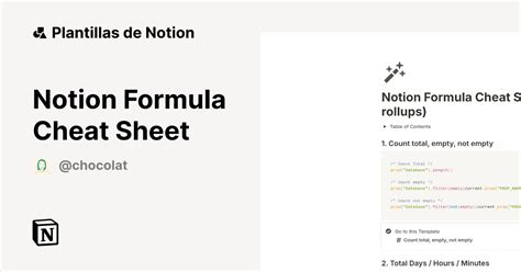 Plantilla Notion Formula Cheat Sheet De Chocolat Notion Marketplace