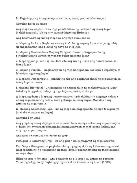 H Pagbibigay Ng Interpretasyon Sa Mapa Tsart Grap At Talahanayan Pdf