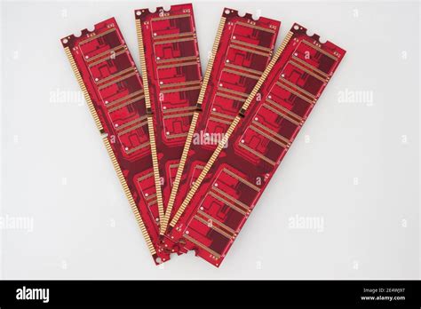 Four Memory Card For Personal Computer Isolated On The White Background Retro Technology Stock