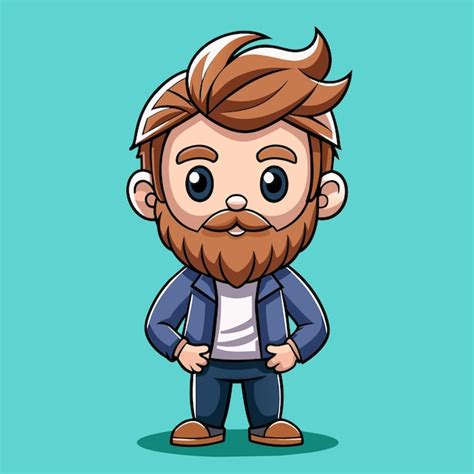 Premium Vector Cheerful Bearded Guy Cartoon Vector Image