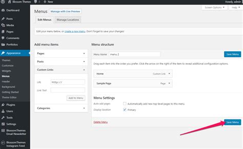 How To Create And Edit Navigation Menu Blossomthemes