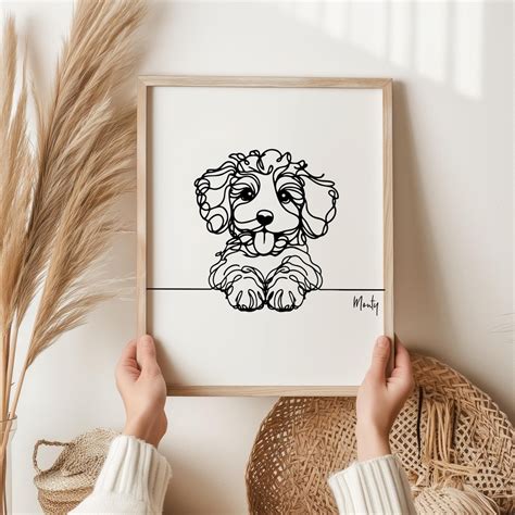 Cavapoo Line Drawing Line Art Dog Print Cavapoo Picture Fun T For