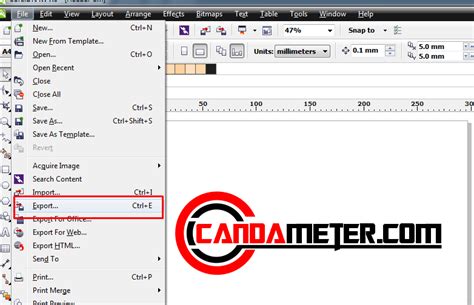 Cara Export File CorelDRAW Canda Meter