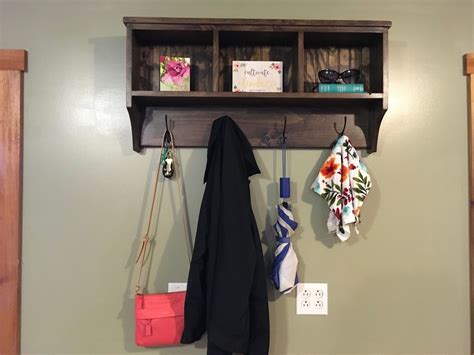 Wall Hanging Cubby Shelf With Hooks Etsy Shelves Cubby Shelf Wall Hanging Shelves