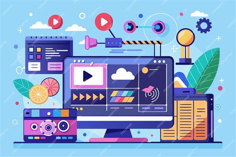 Premium Vector A Computer Screen With Various Devices And A Plant A Detailed Illustration Of A