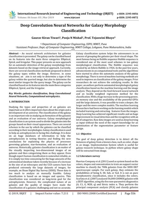 IRJET Deep Convolution Neural Networks For Galaxy Morphology Classification PDF