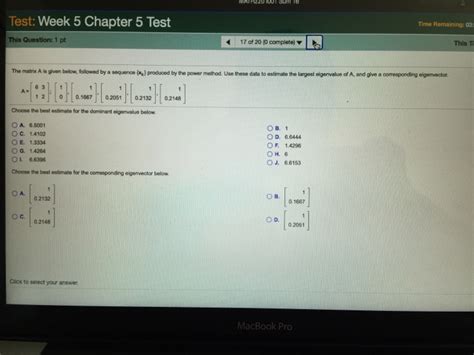 Solved The Matrix A Is Given Below Followed By A Sequence