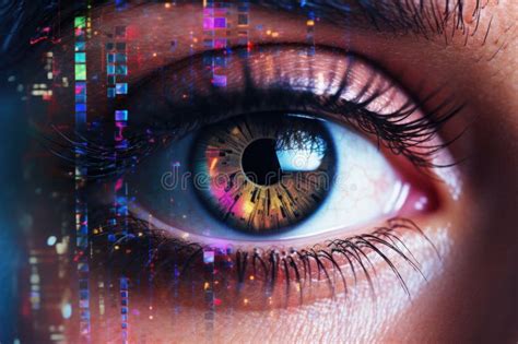 Close Up of Binary Code Reflected in the Eye. Generative AI Stock ...