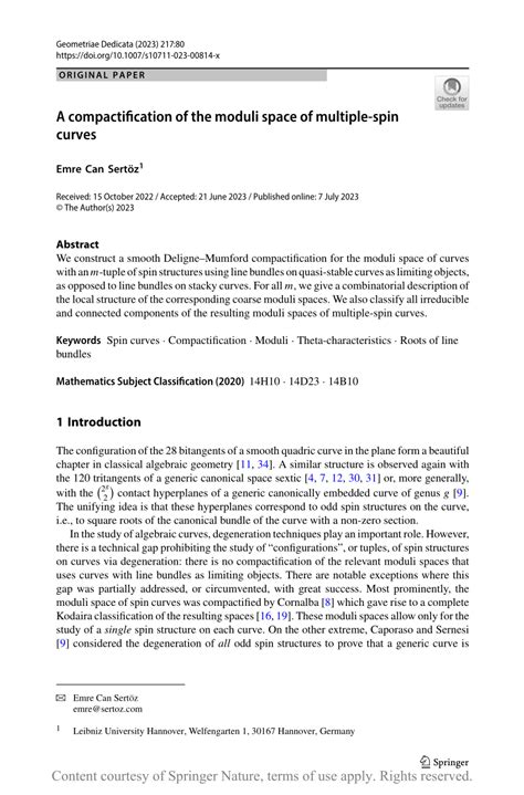 Pdf A Compactification Of The Moduli Space Of Multiple Spin Curves