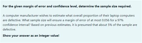 Solved For The Given Margin Of Error And Confidence Level Chegg