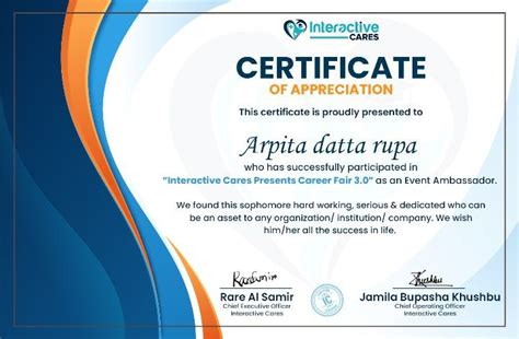 arpita datta rupa on linkedin certificate of appreciation of