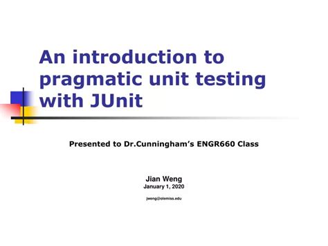 Ppt An Introduction To Pragmatic Unit Testing With Junit Powerpoint