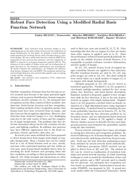 Pdf Face Detection Using A Modified Radial Basis Function Neural
